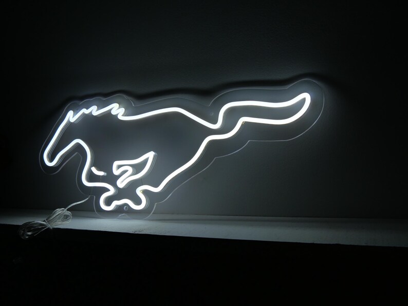US Car Ford Mustang Logo Auto Neon Led Sign - Garage Led Light Wallart ...