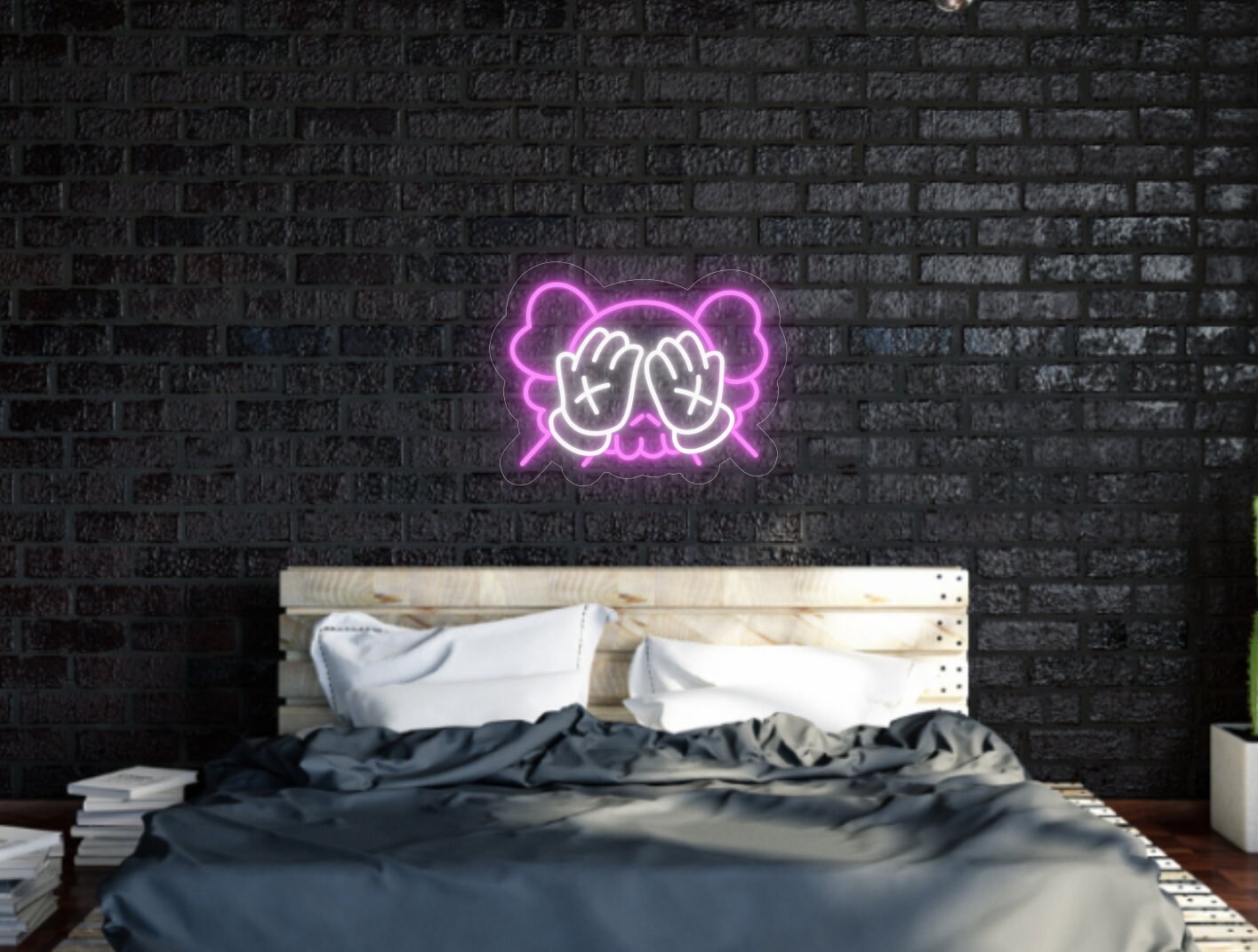 Kaws Inspired Fan Art Neon Led Light Wallart Kaws Light Kaws Decor Kaws ...