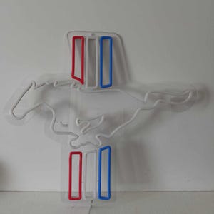 Ford Mustang Logo Auto Neon Led Sign - Garage Led Light Wallart - Man ...