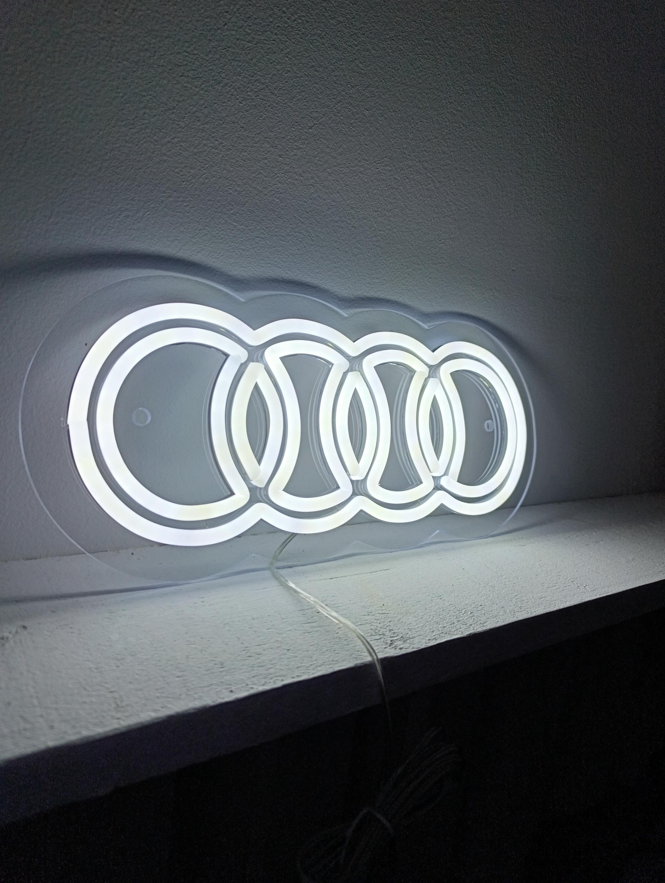 Audi Type Rings Auto Neon Led Sign - Garage Led Light Wallart - Man ...