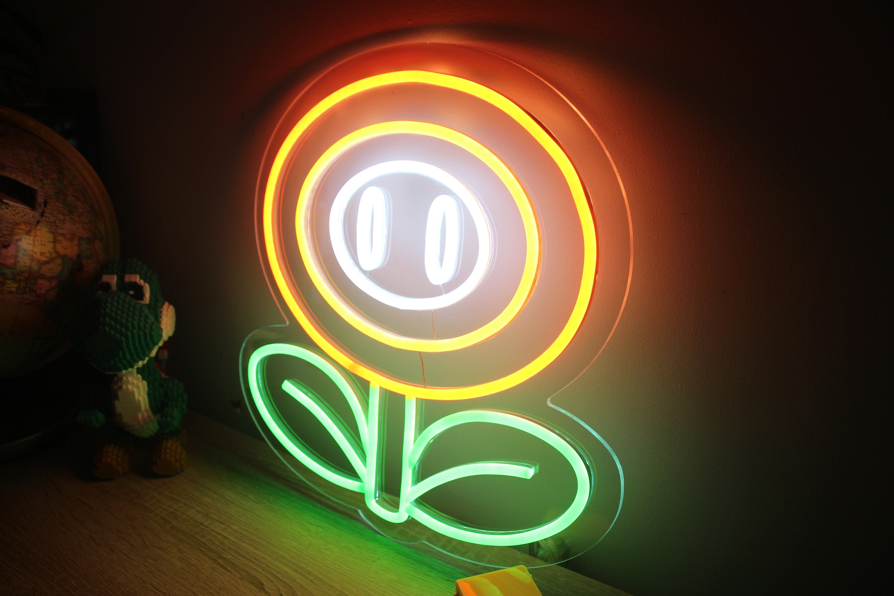 Super Mario Flower Neon Led Light Fanmade - Super Mario Video Game ...