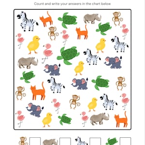 Numbers and Count Worksheet for Beginning Math - Etsy