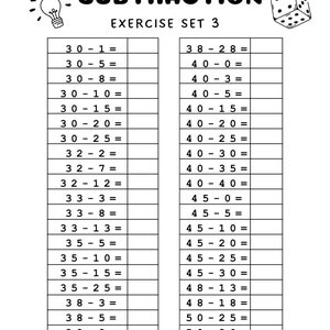 Addition and Subtraction Sheetwork Math 1st,2nd,3rd Grade - Etsy