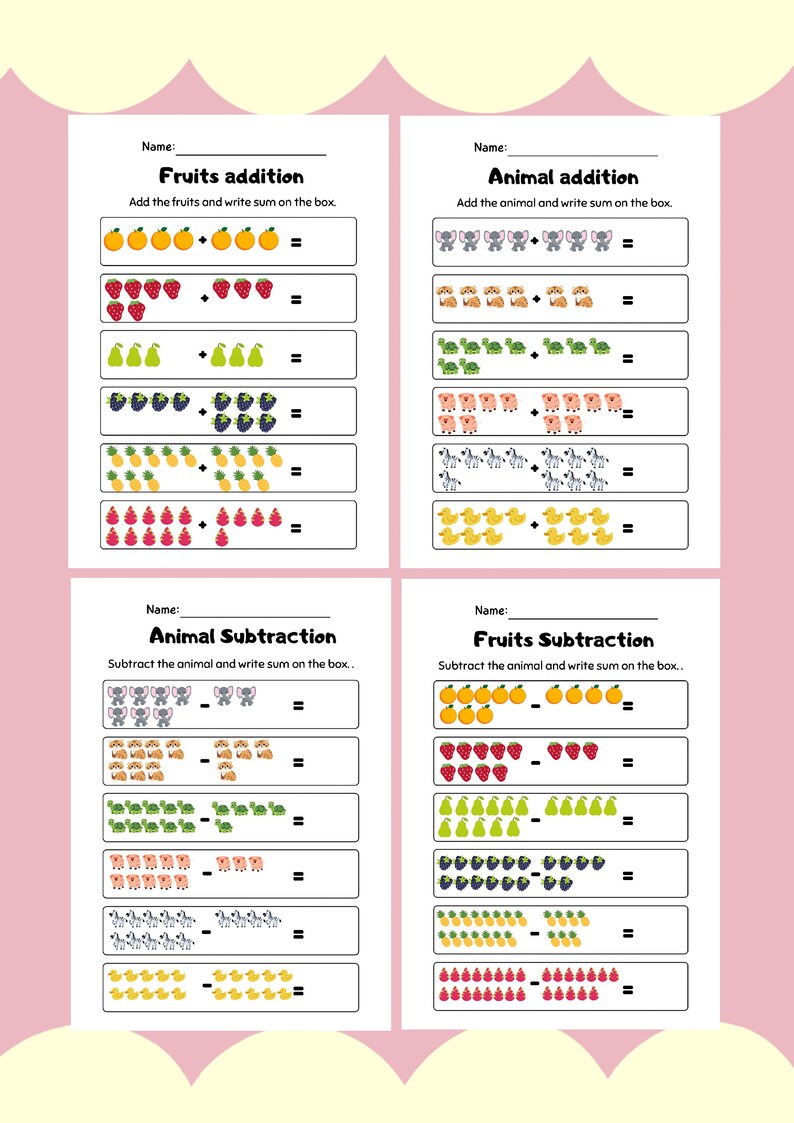 Addition and Subtraction Sheetwork Math 1st,2nd,3rd Grade - Etsy
