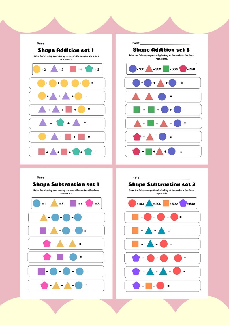 Addition and Subtraction Sheetwork Math 1st,2nd,3rd Grade - Etsy