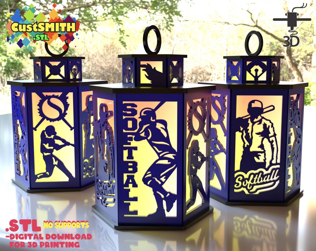 Softball Lantern STL File – 3D Printing No Supports – Sports Decor ...