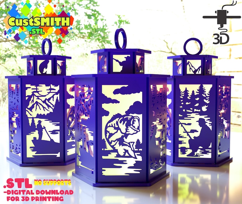 3D Printable Fishing Lamp Decoration STL File - Etsy