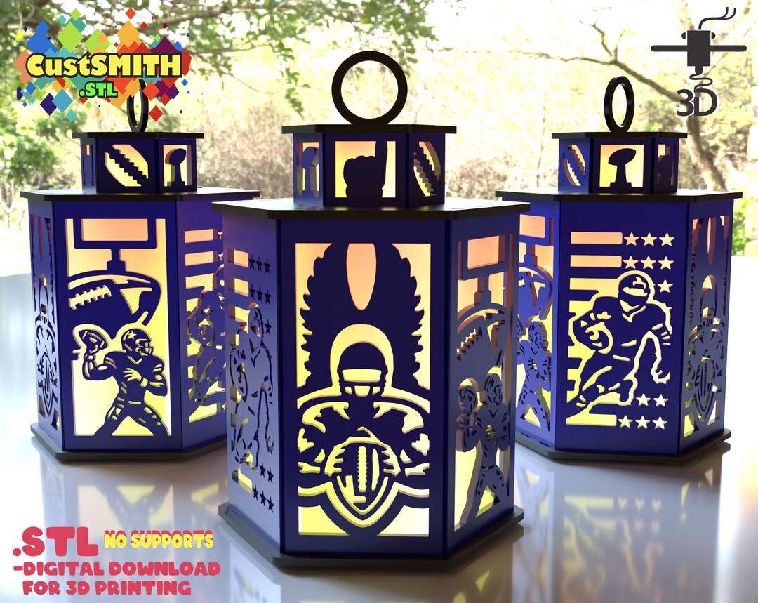 Football Lantern STL | 3D Printed Sports Night Light – Quarterback ...