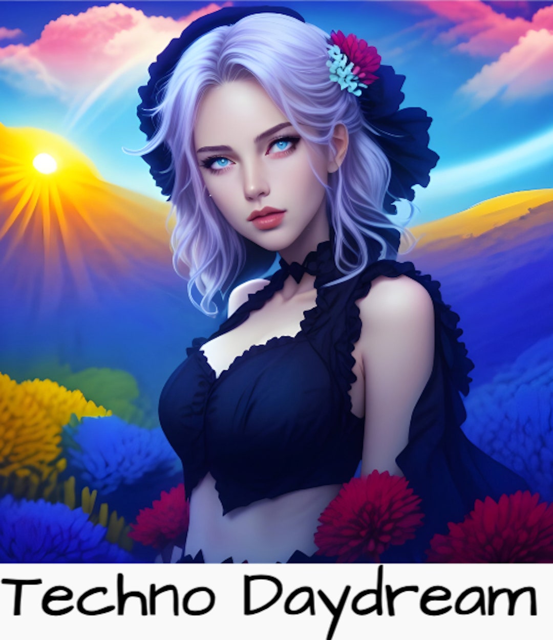 Techno Daydream Colorful Rave Anime Girl Rainbow Dance Fun Fantasy Art ...