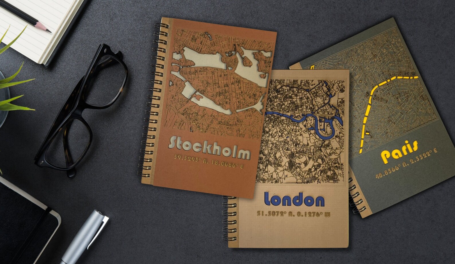 Personalized Laser Engraved Map Notebook, Customize Gifts, Gift for ...
