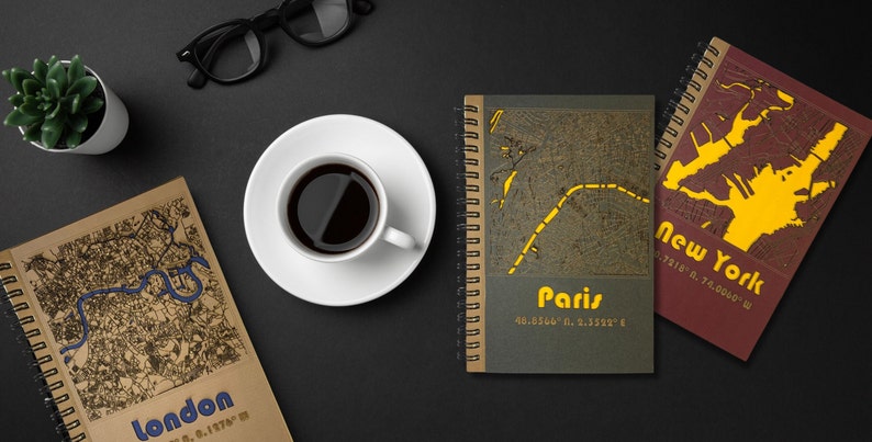 Personalized Laser Engraved Map Notebook, Customize Gifts, Gift for ...