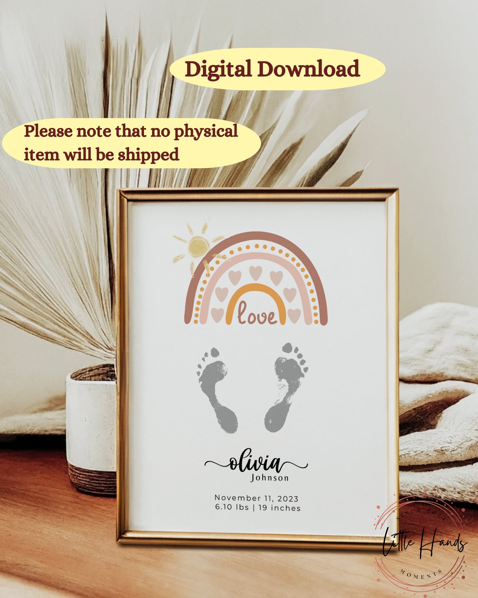 Personalized Baby Footprint Printable Birth Details With Baby Footprint ...
