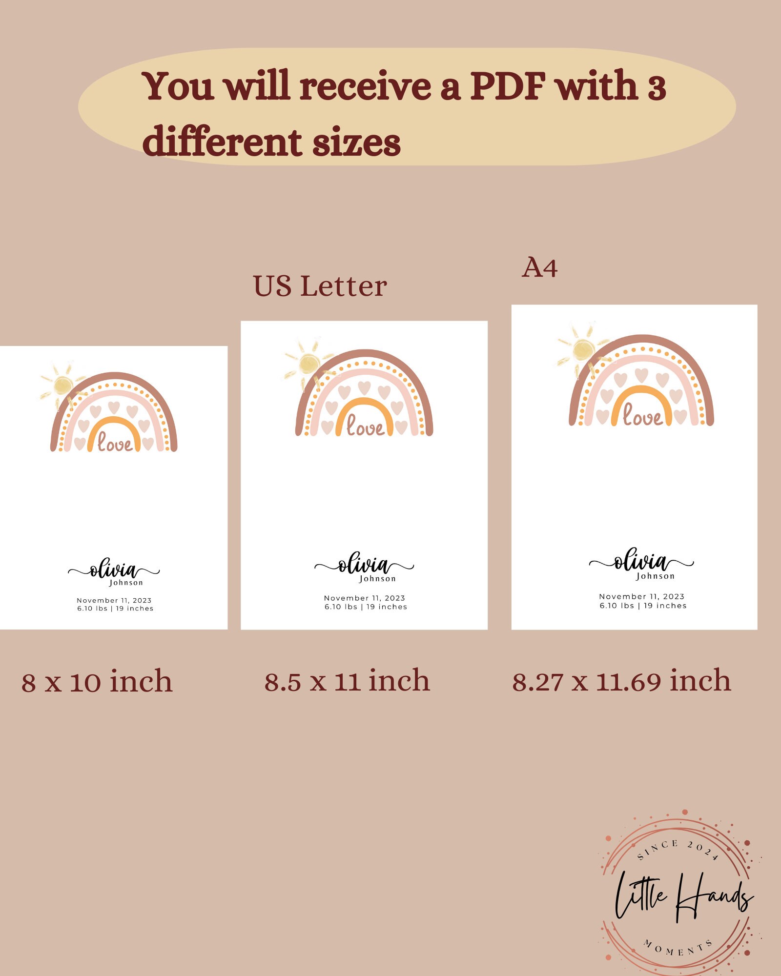 Personalized Baby Footprint Printable Birth Details With Baby Footprint ...
