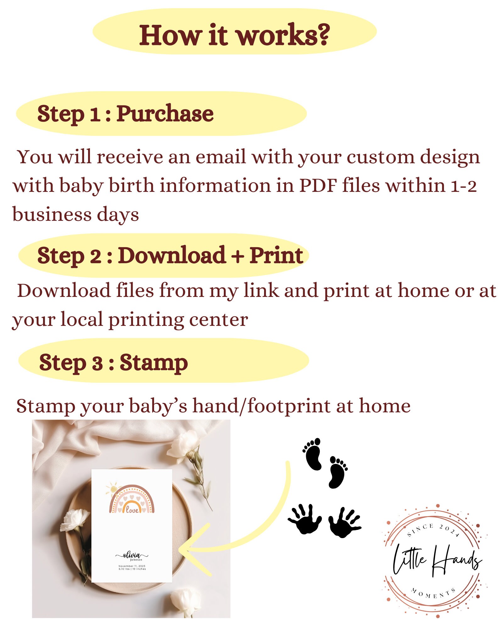 Personalized Baby Footprint Printable Birth Details With Baby Footprint ...
