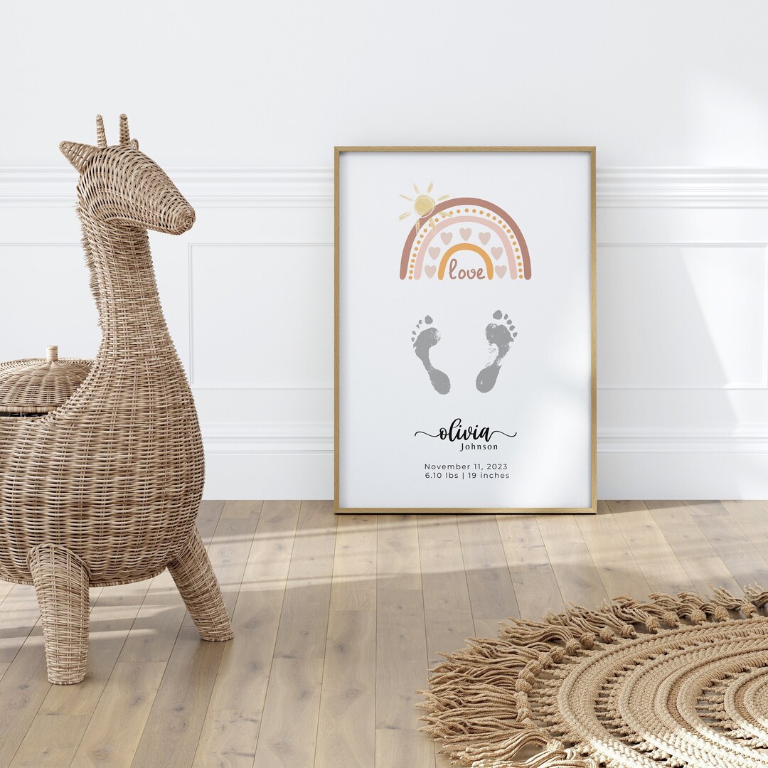 Personalized Baby Footprint Printable Birth Details With Baby Footprint ...