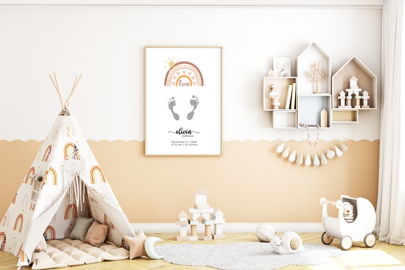 Personalized Baby Footprint Printable Birth Details With Baby Footprint ...