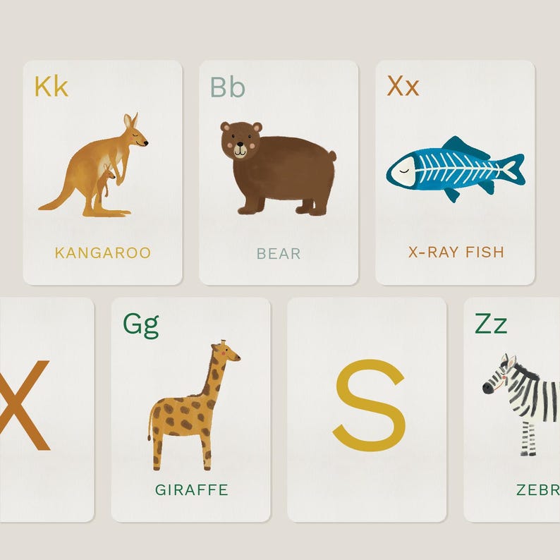 Alphabet Flashcards With Animals, Matching Game, English Alphabet, Learn Letters and Reading ...