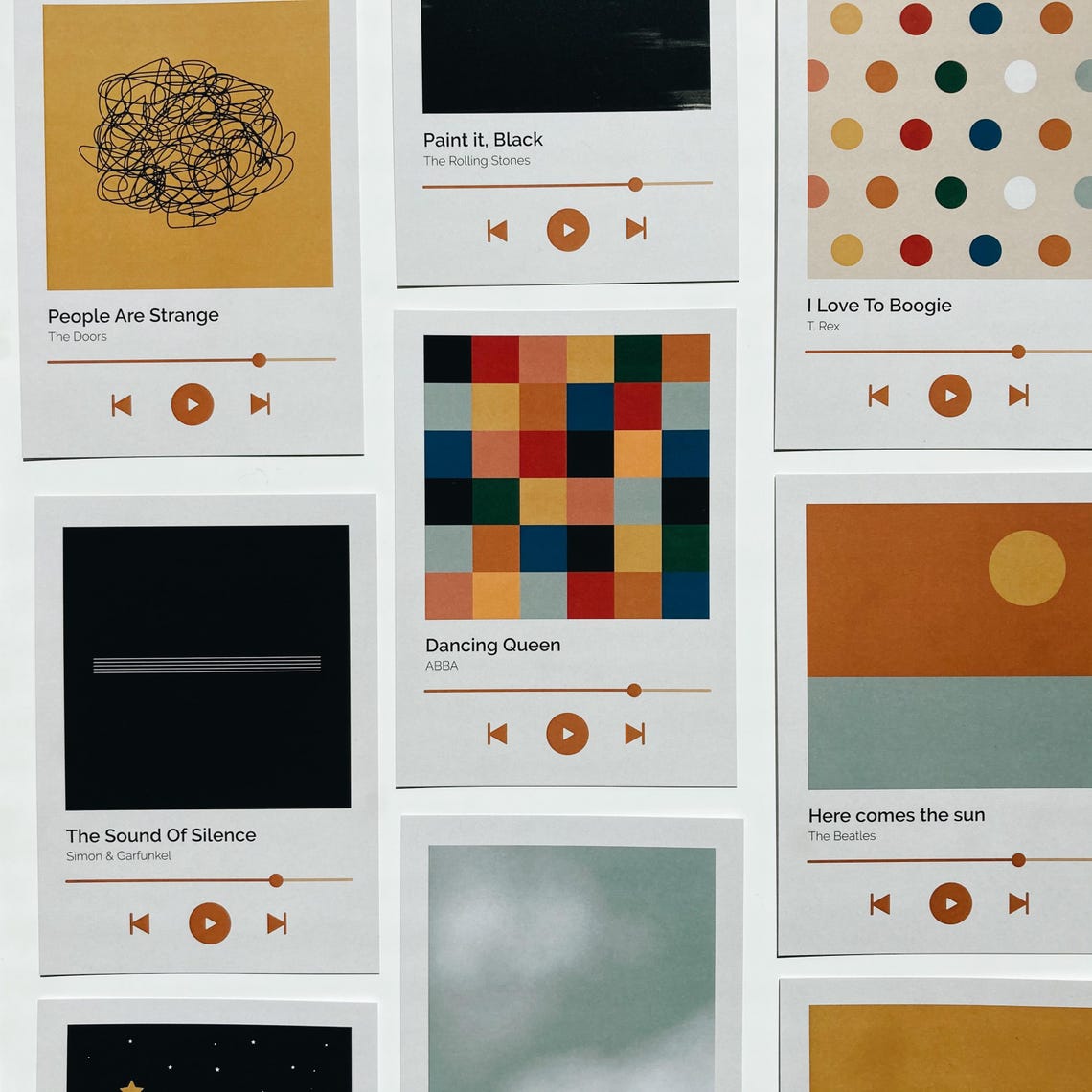 Printable Music Playlist Postcard Set, 12 Cards With Minimal ...