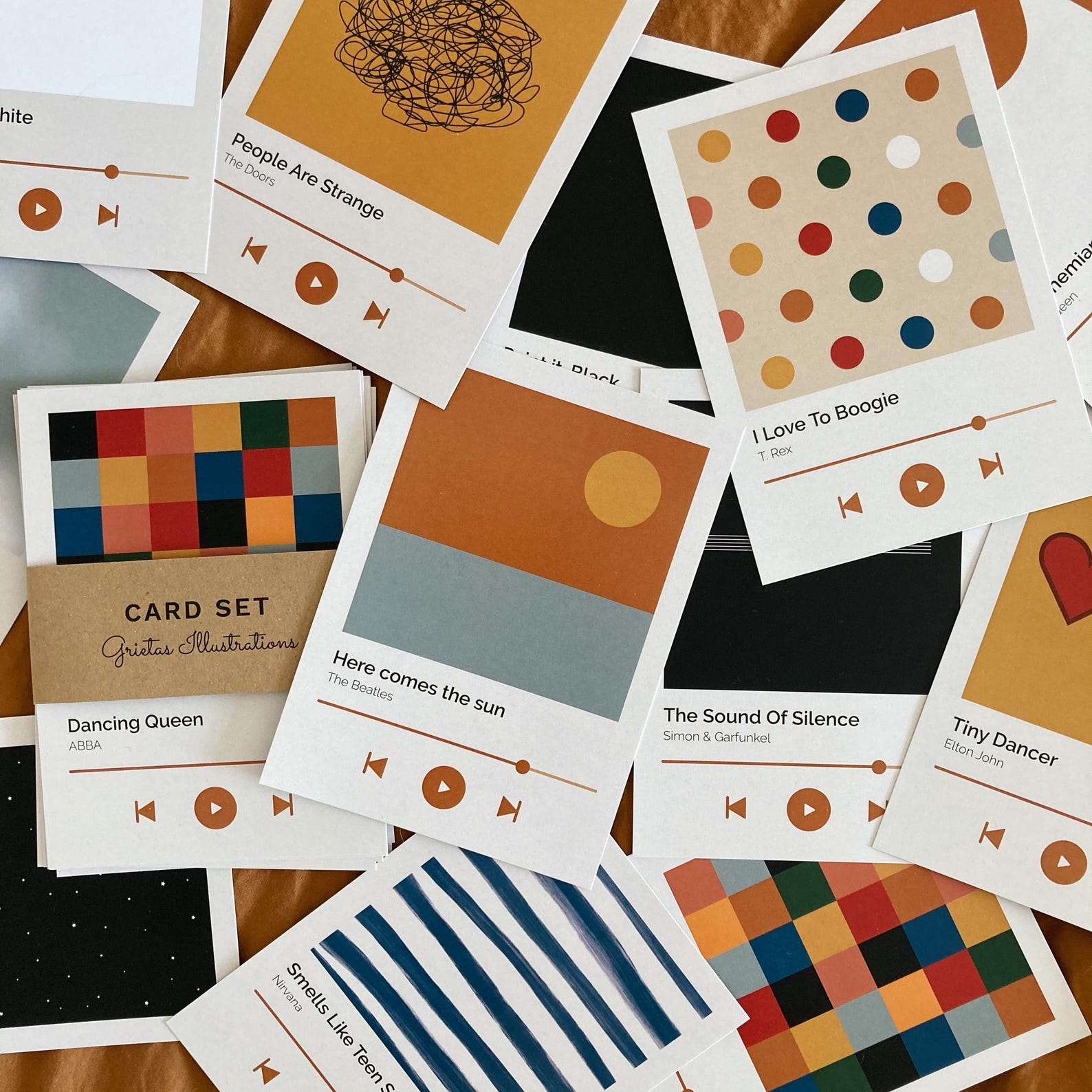 Printable Music Playlist Postcard Set, 12 Cards With Minimal ...