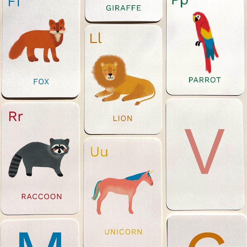 Alphabet Flashcards With Animals, Matching Game, English Alphabet, Learn Letters and Reading ...