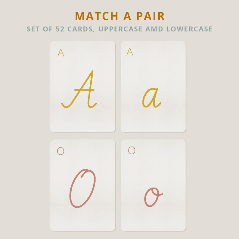 Handwritten Letter Alphabet Flashcards, Matching Game, English Letters ...