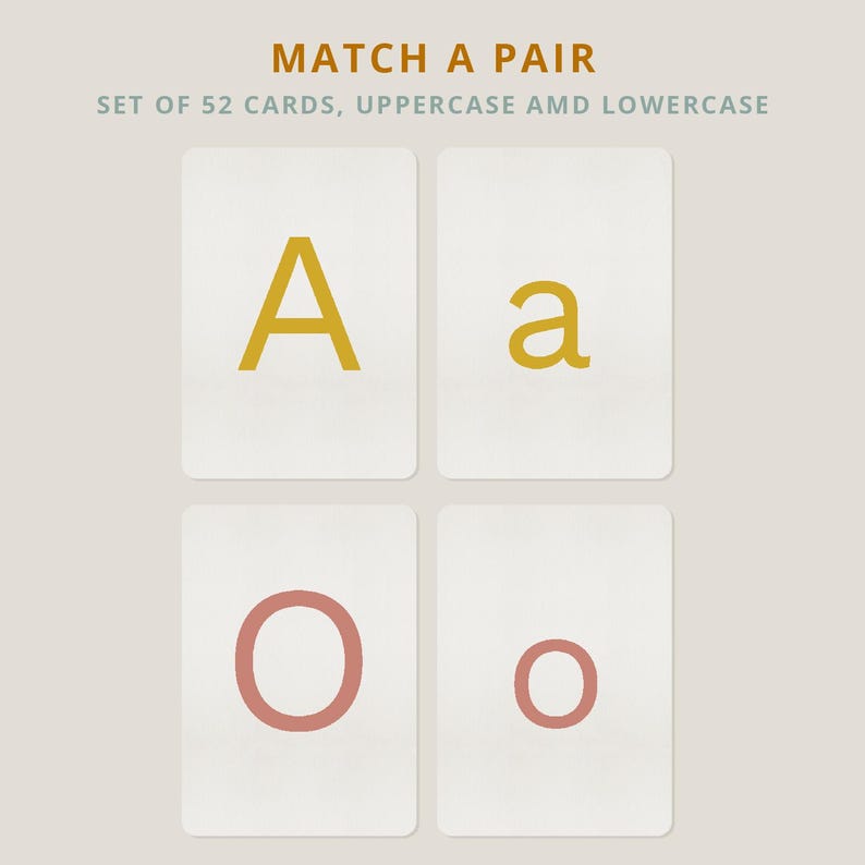 Uppercase Lowercase Alphabet Flashcards, Matching Game, English Letters ...