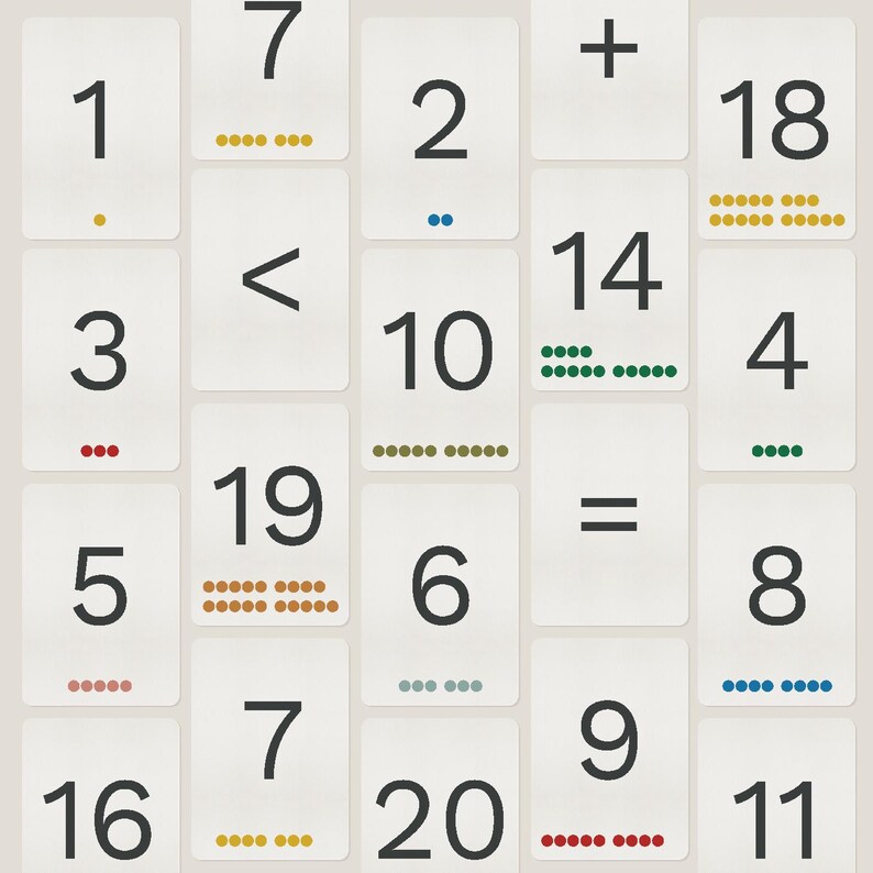 Number Flashcards, Counting 1-20 Easy Preschool Math, Kids Activity ...