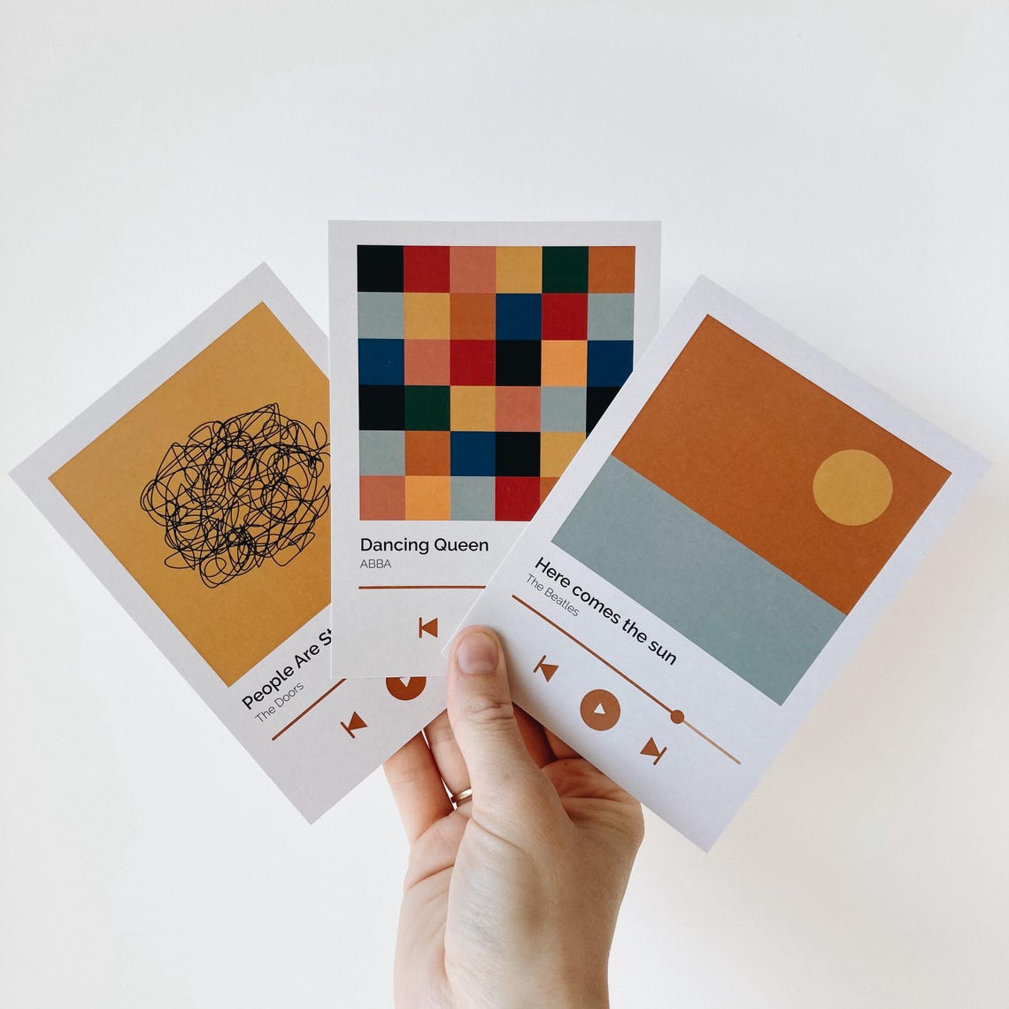Printable Music Playlist Postcard Set, 12 Cards With Minimal ...