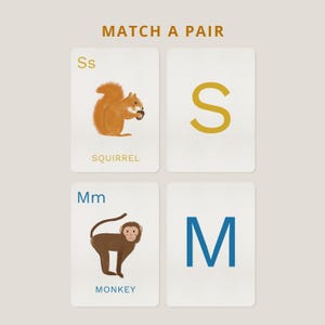 Alphabet Flashcards With Animals, Matching Game, English Alphabet ...