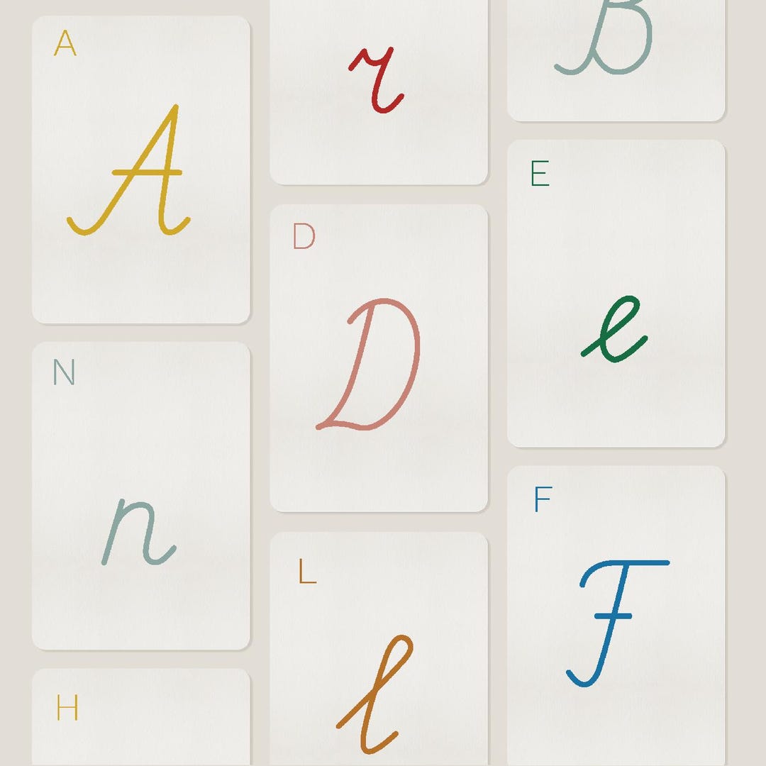 Handwritten Letter Alphabet Flashcards, Matching Game, English Letters ...