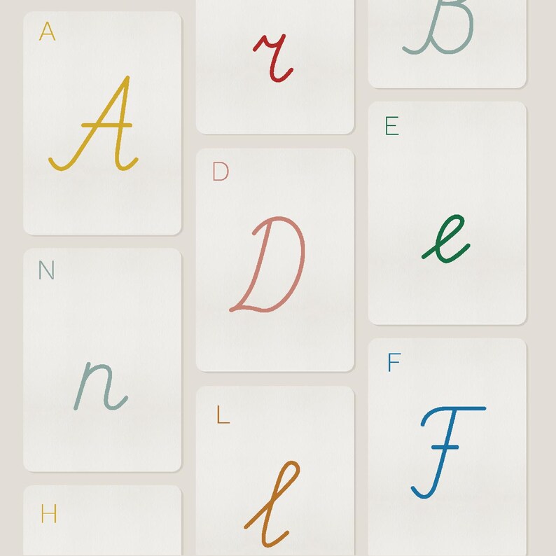 Handwritten Letter Alphabet Flashcards, Matching Game, English Letters ...