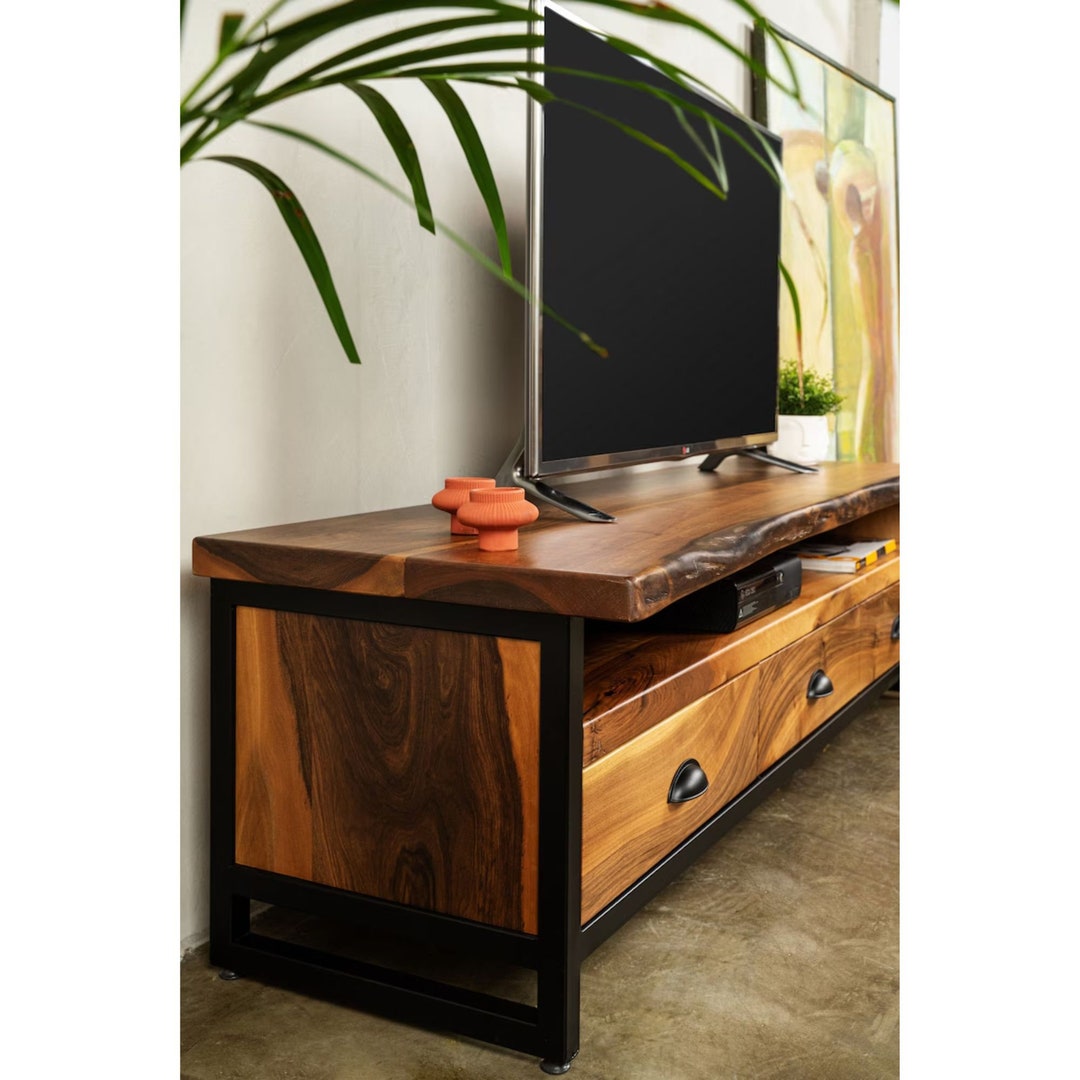 Walnut Wood TV Unit & Console, Modern and Unique Design Decor ...