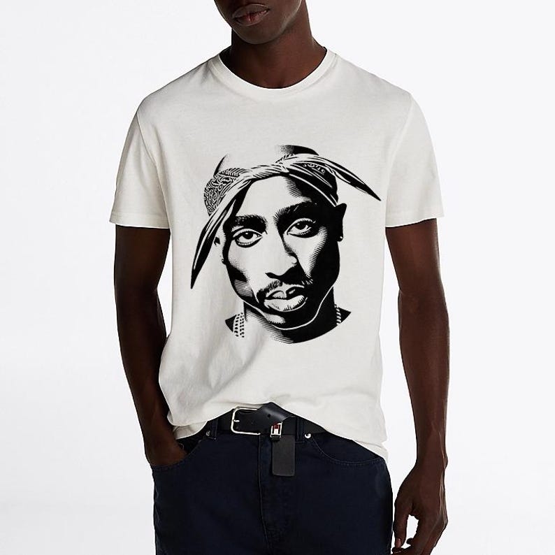 Tupac PNG, 10 Black & White Tupac Portrait Designs – Digital Download ...
