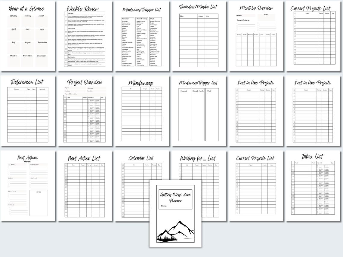 Getting Things Done Planner: GTD Planner Inserts; Project Planner, Task ...