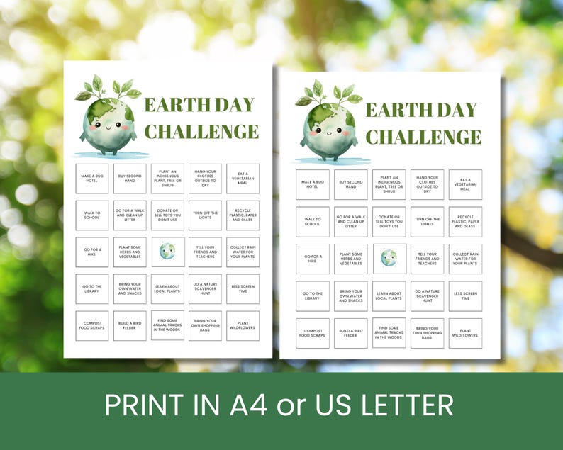 Earth Day Bingo Challenge | Earth Day Activity | Earth Day Game | Eco ...