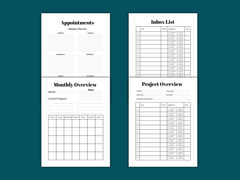 Getting Things Done Planner: GTD Planner Inserts | Project Management ...