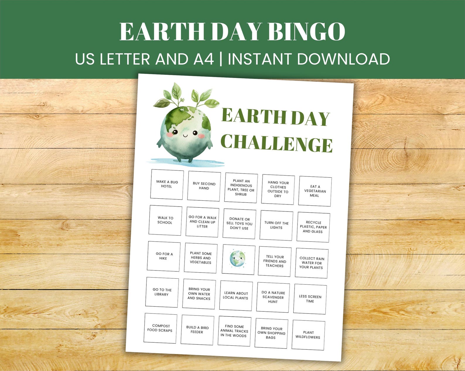 Earth Day Bingo Challenge | Earth Day Activity | Earth Day Game | Eco ...