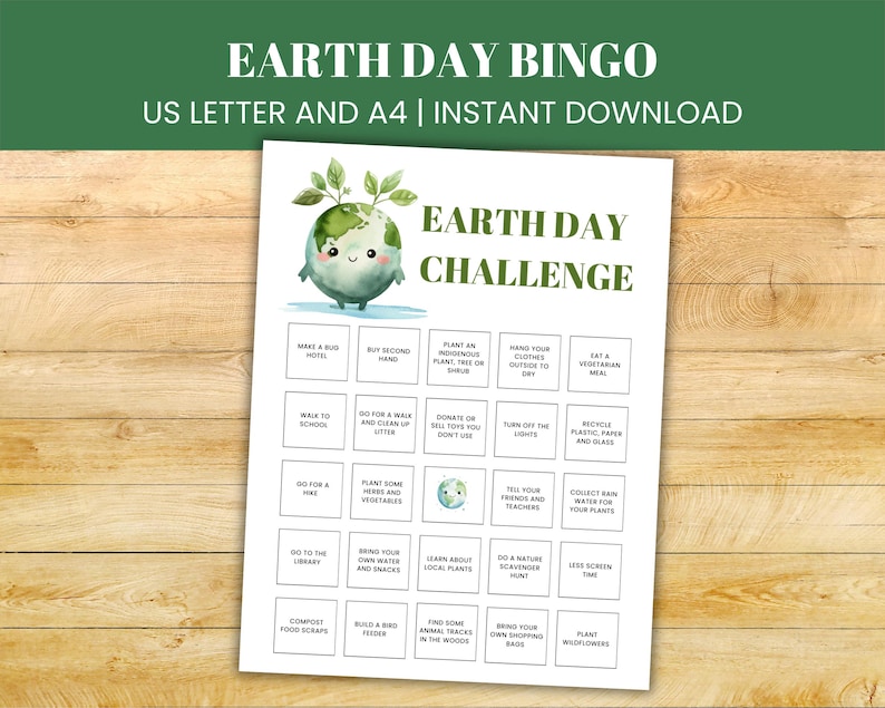 Earth Day Bingo Challenge | Earth Day Activity | Earth Day Game | Eco ...
