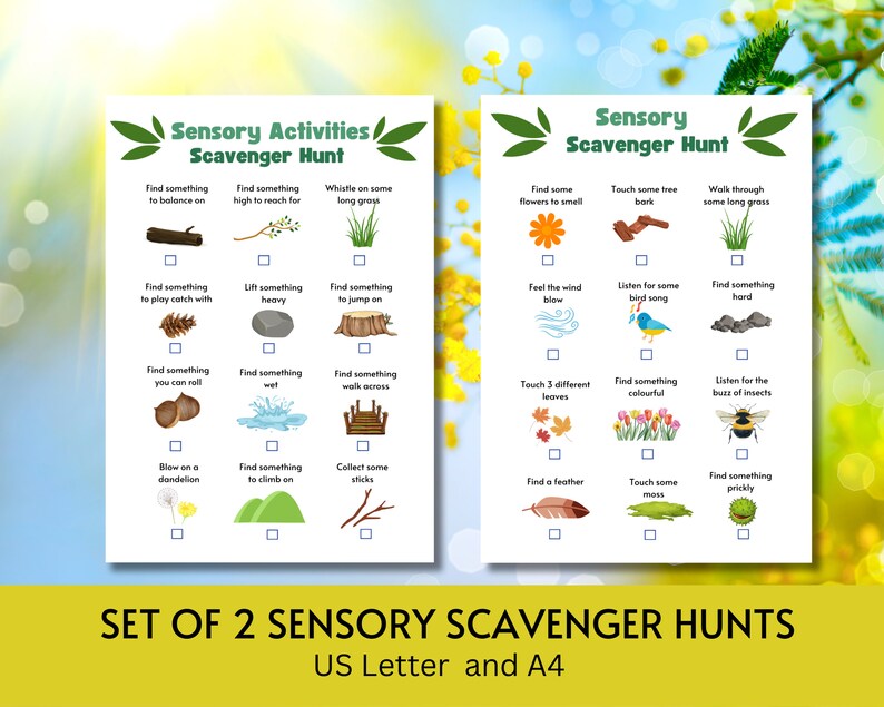 Printable Outdoor Sensory Scavenger Hunt Set Sensory Play Scavenger ...