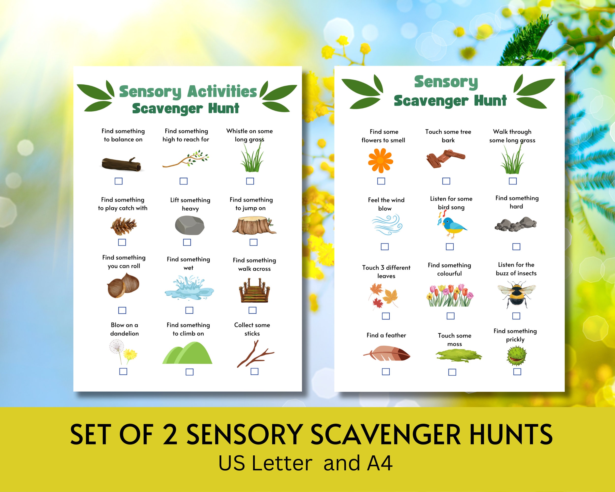 Printable Outdoor Sensory Scavenger Hunt Set Sensory Play Scavenger ...