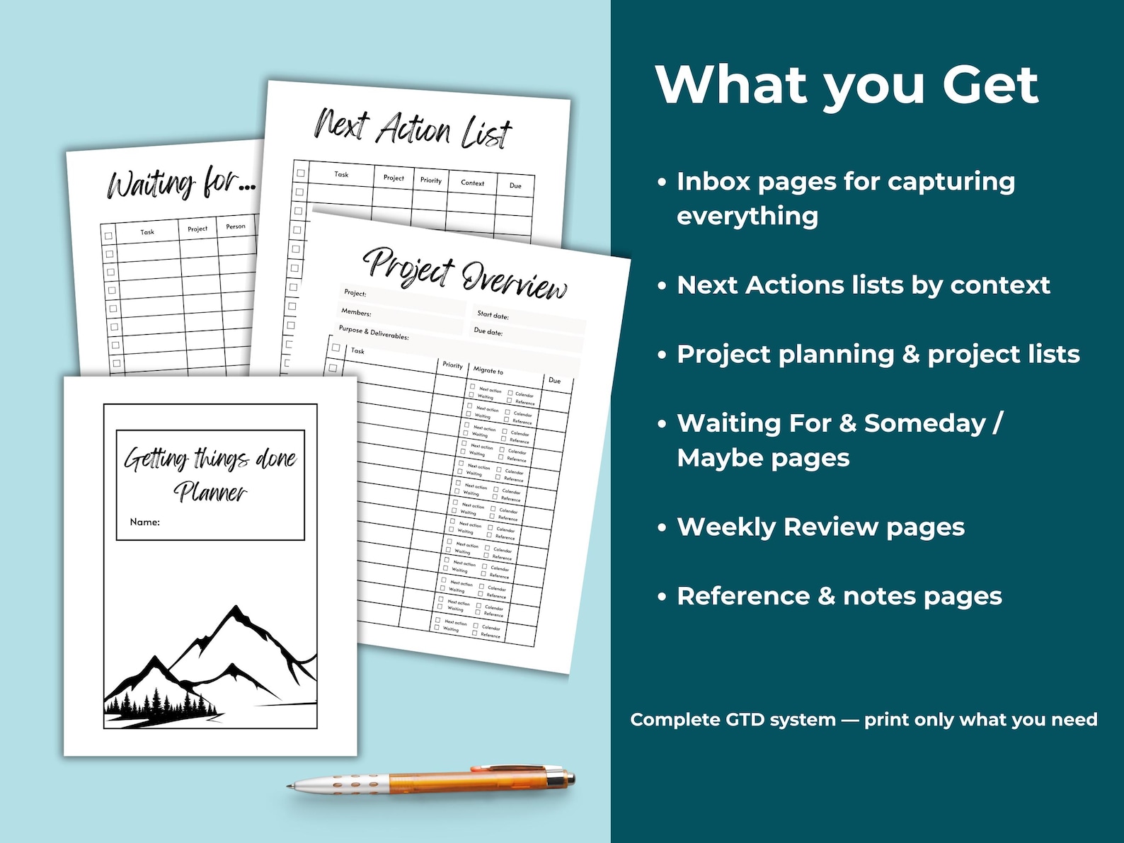 Getting Things Done Planner: GTD Planner Inserts; Project Planner, Task ...
