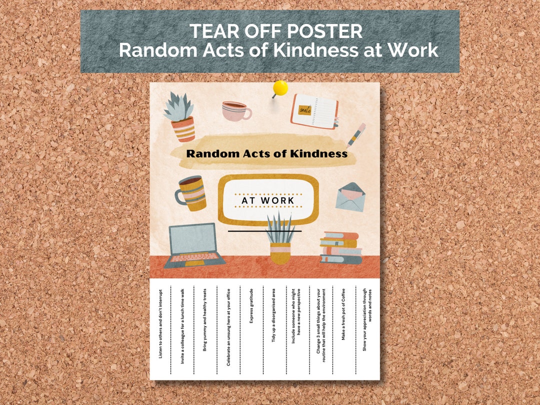 Tear off Poster Random Acts of Kindness for the Office and Work Place ...