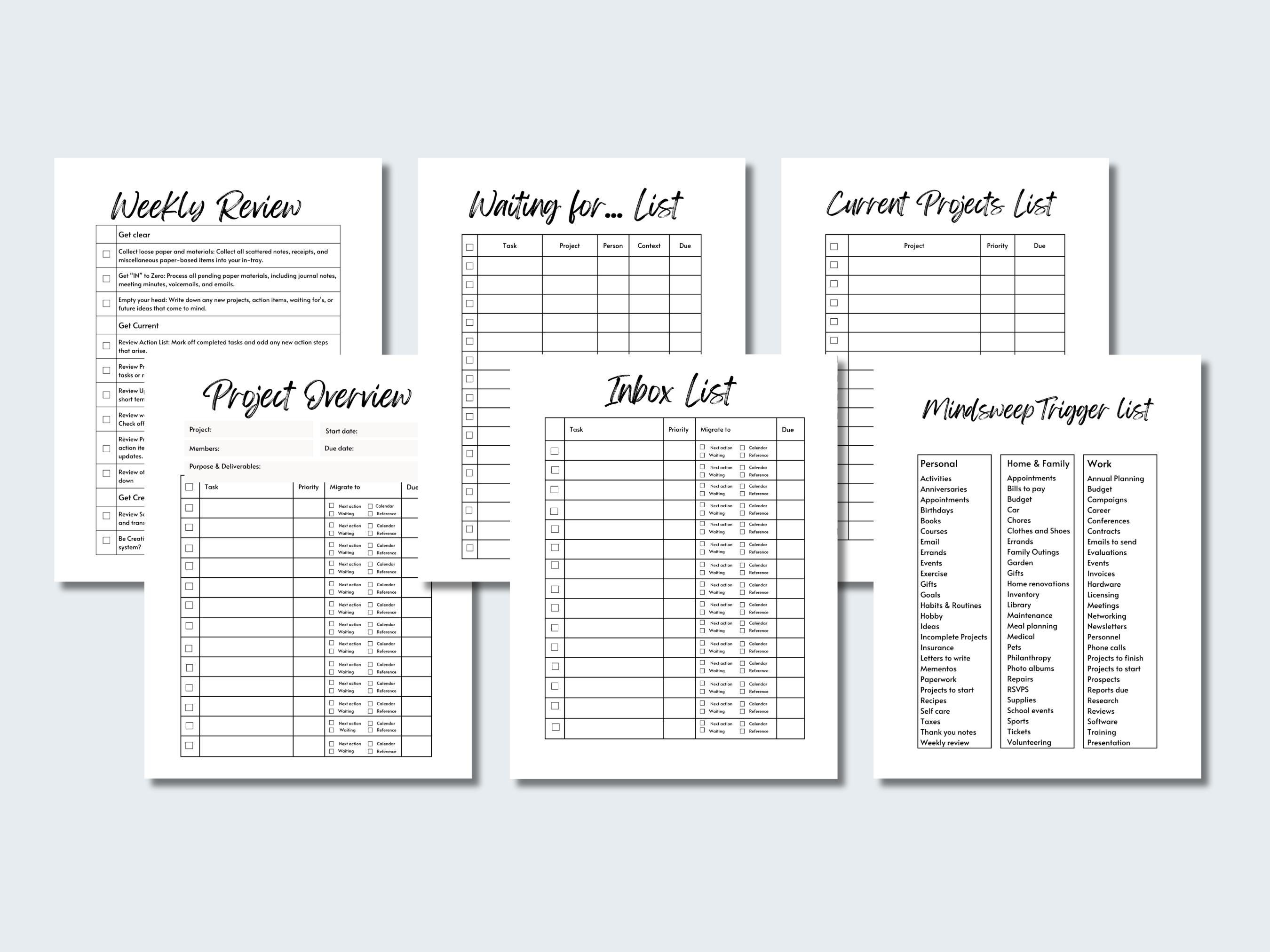 Getting Things Done Planner: GTD Planner Inserts; Project Planner, Task ...