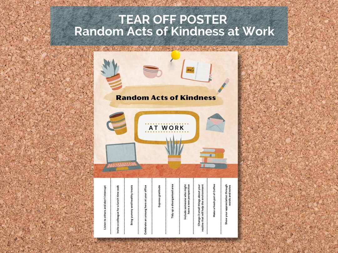 Random Acts of Kindness Tear off Poster: Office Positivity (PDF) - Etsy UK