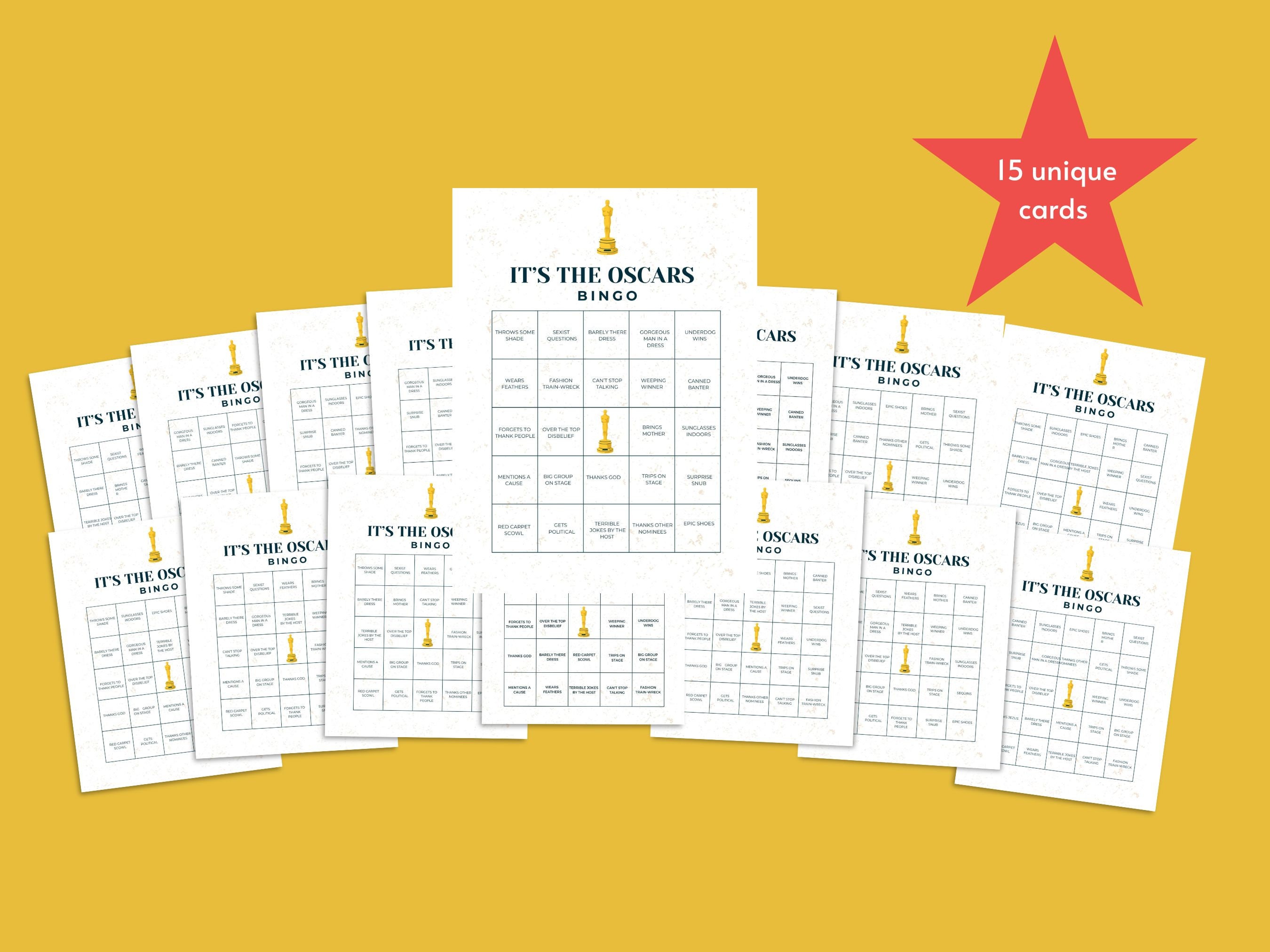 Oscar Night Bing Cards Academy Award Show Printable - Etsy