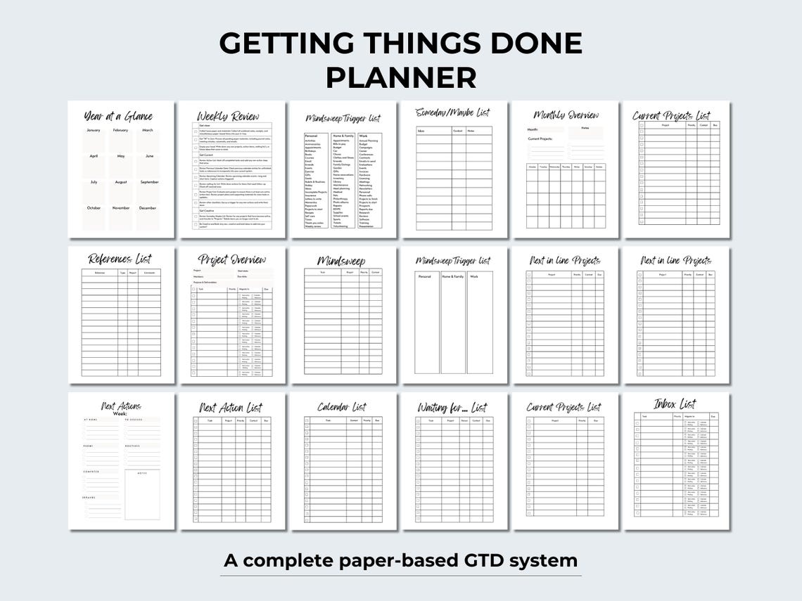 Getting Things Done Planner: GTD Planner Inserts; Project Planner, Task ...