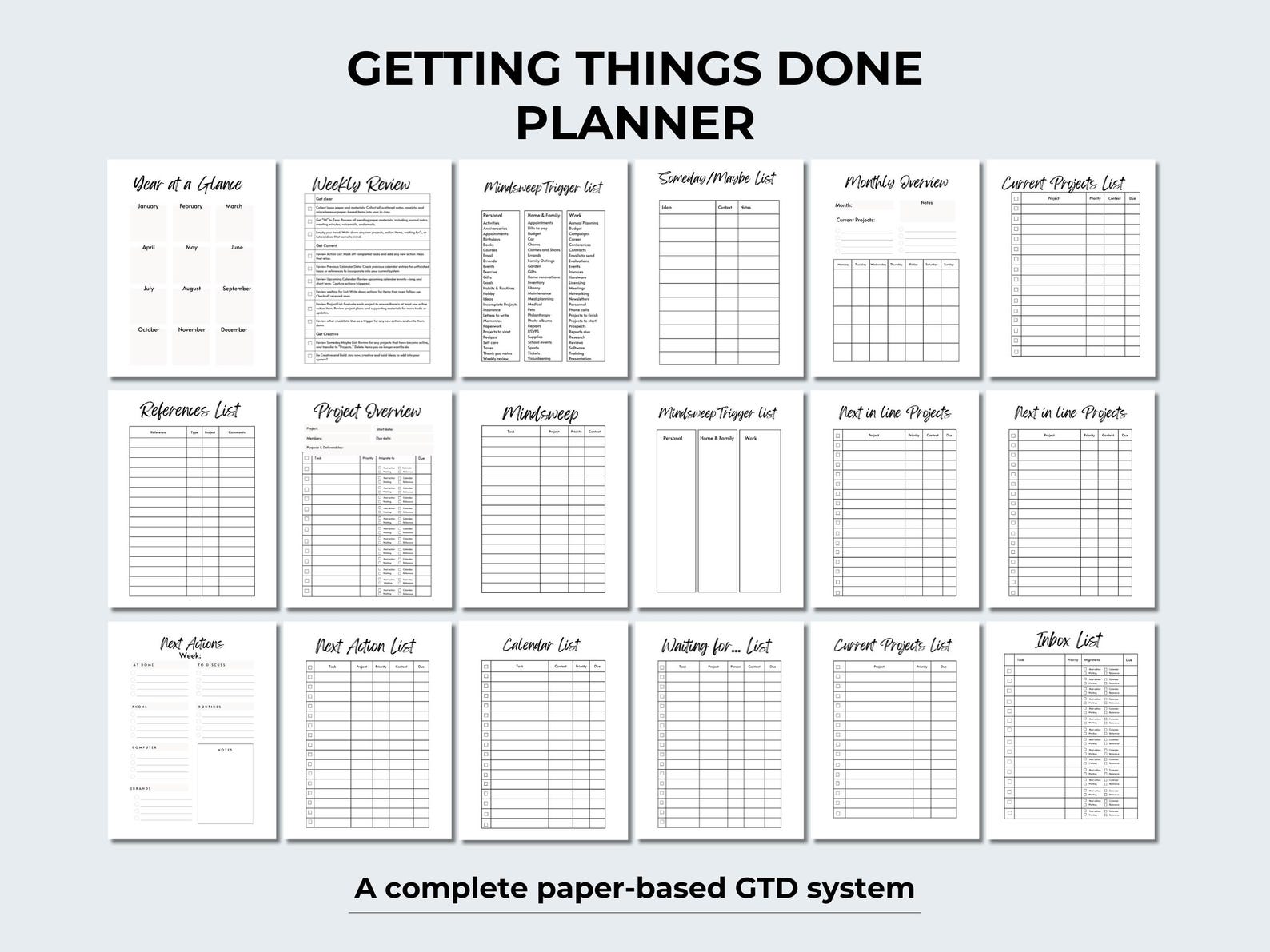 Getting Things Done Planner: GTD Planner Inserts; Project Planner, Task ...