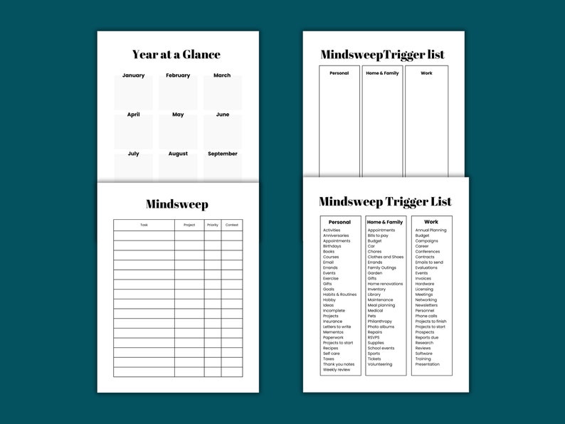 Getting Things Done Planner: GTD Planner Inserts | Project Management ...