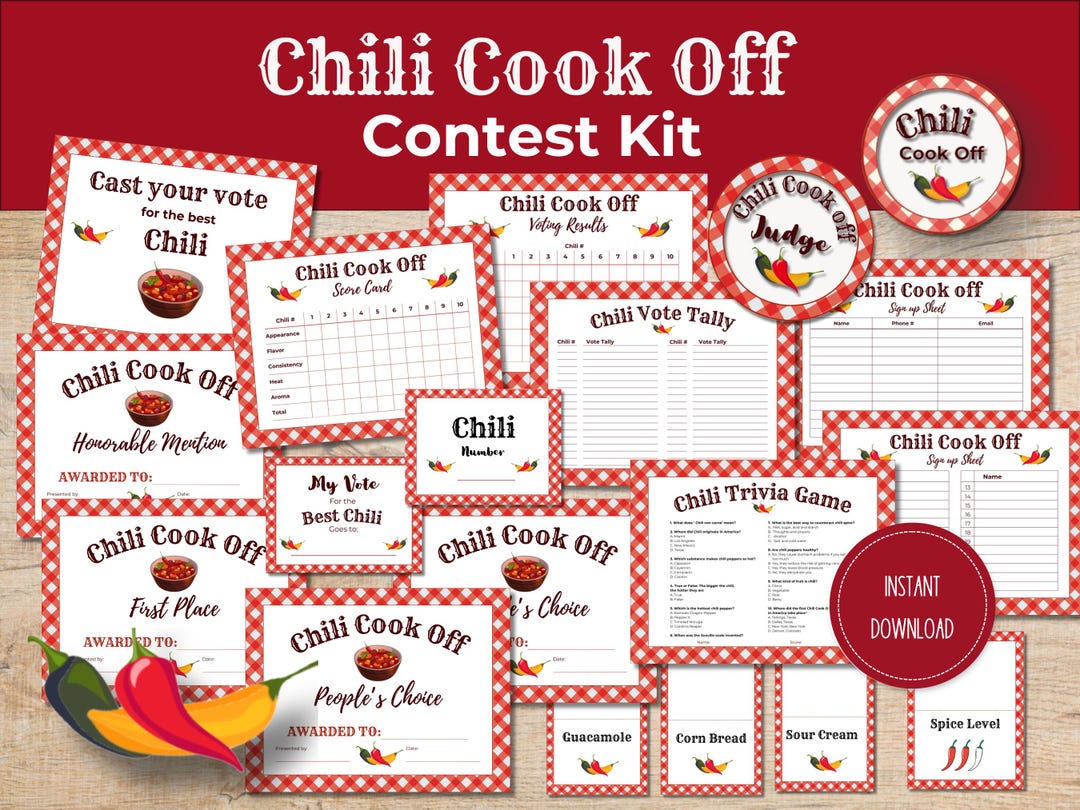 Chili Cook-off Contest Kit, Chili Cook-off Printables, Chili Cook-off ...