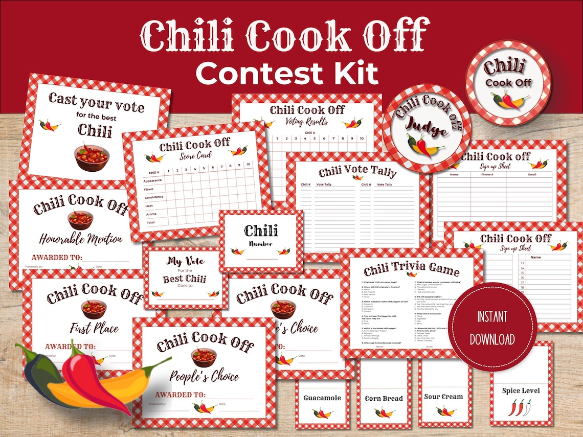 Chili Cook-off Contest Kit, Chili Cook-off Printables, Chili Cook-off ...